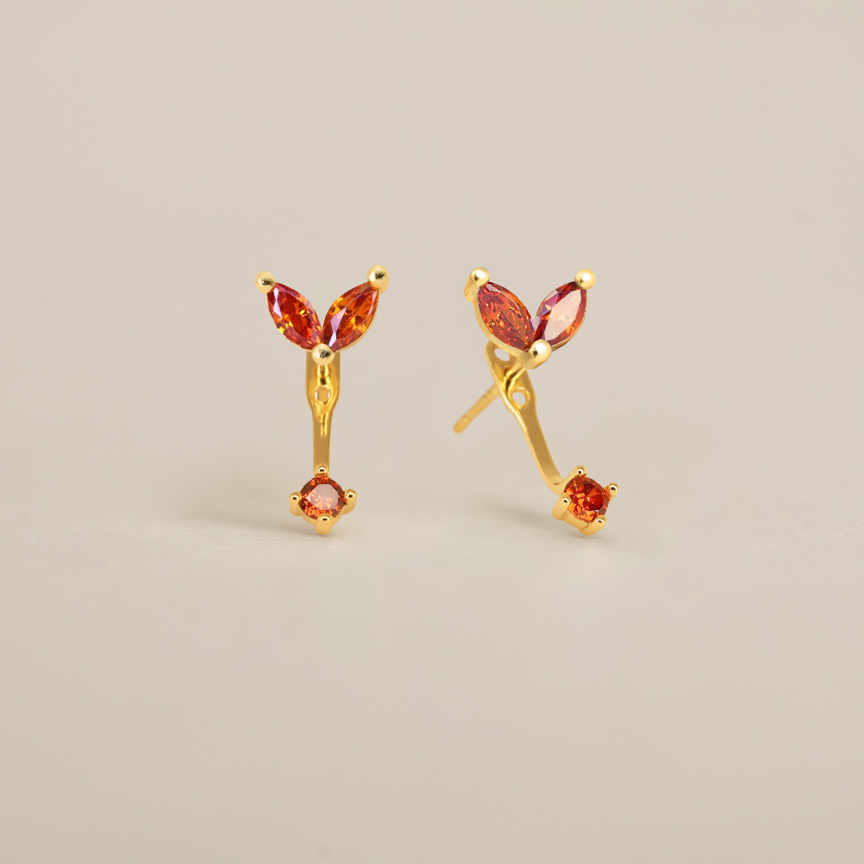 Garnet Marquise Front Back Stud Earrings | eyrful – Eyrful Artistry