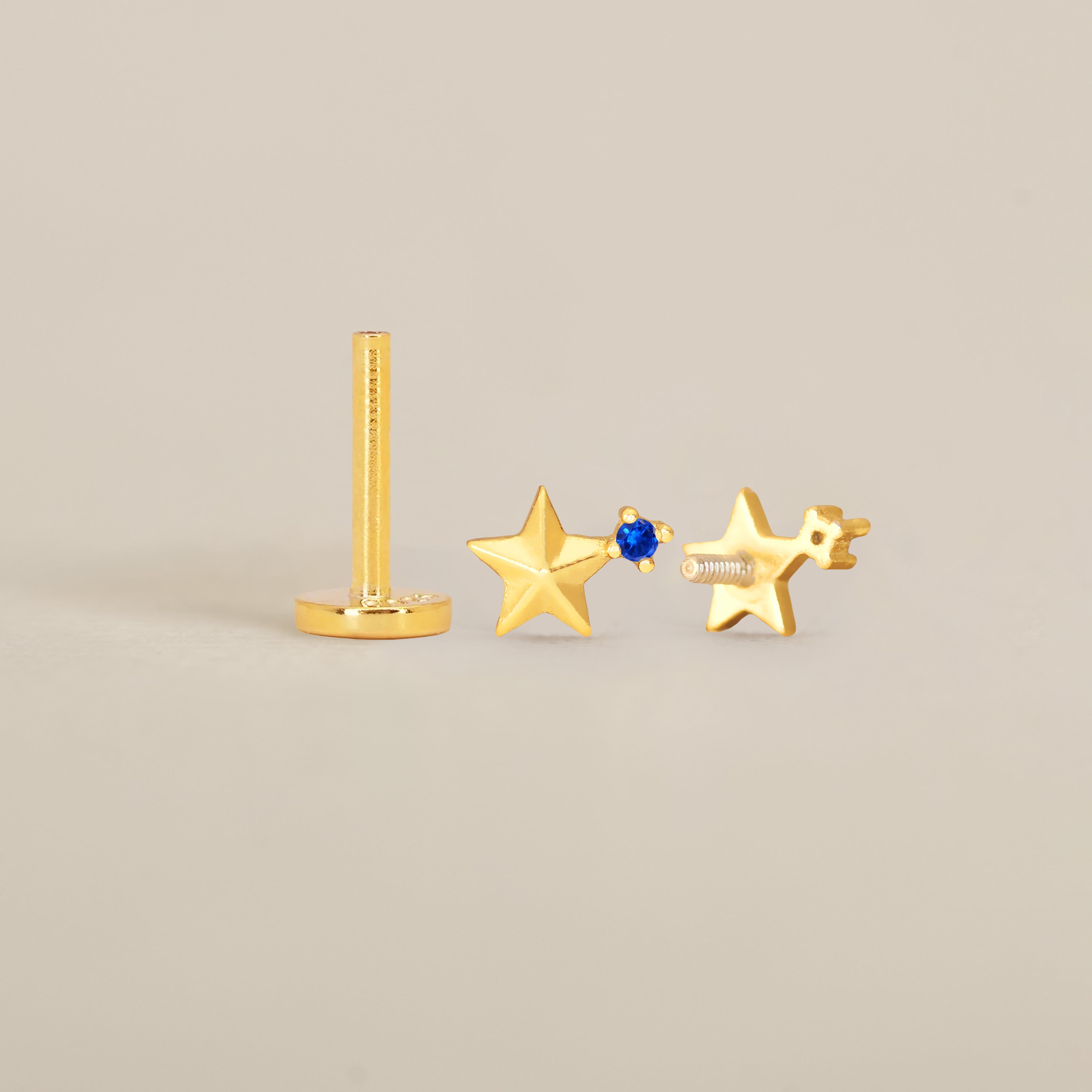 Sapphire Dainty Star Flat Back Earrings | eyrful – Eyrful Artistry
