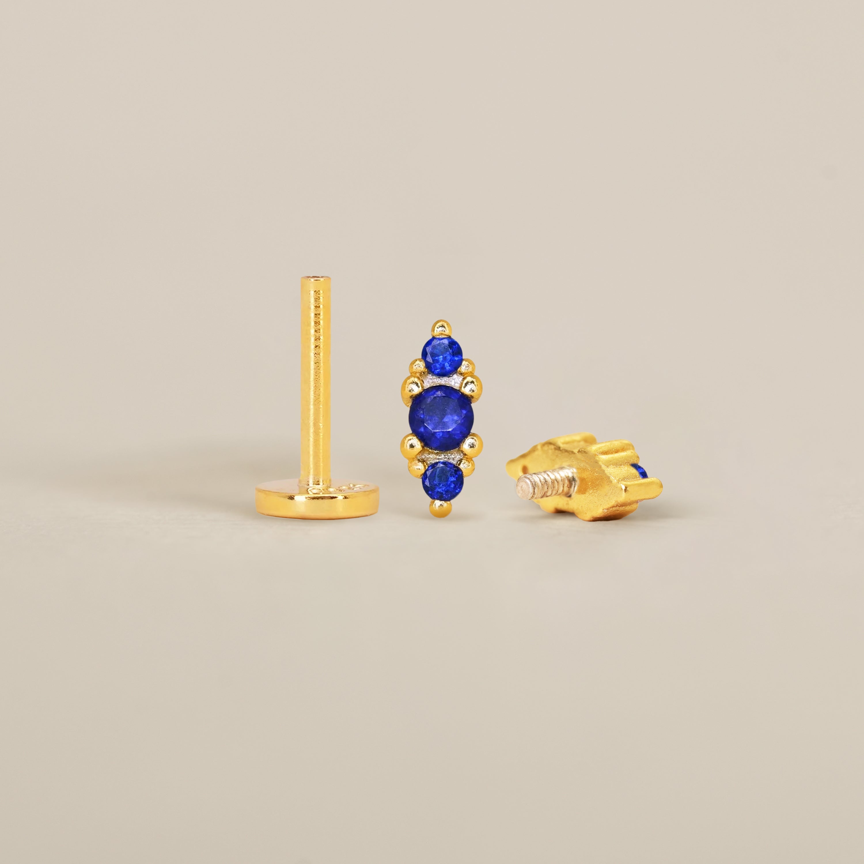 Sapphire Bouquet Flat Back Labret – Eyrful Artistry