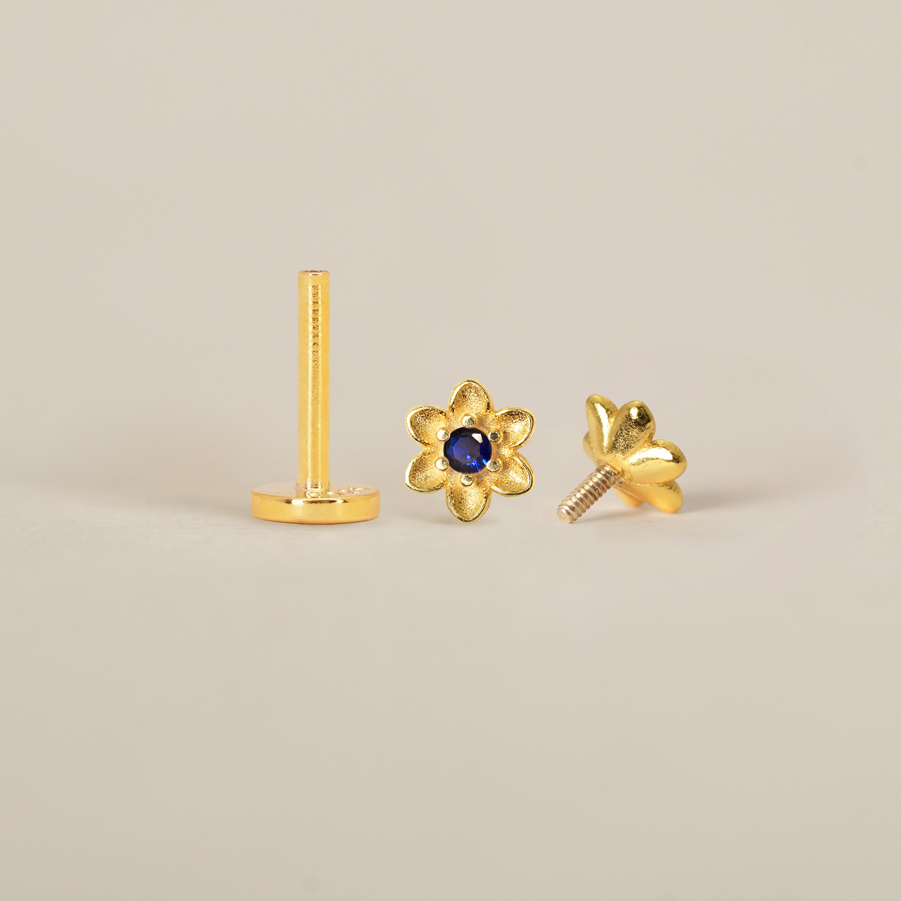 Sapphire Daisy Flat Back Earrings | eyrful – Eyrful Artistry