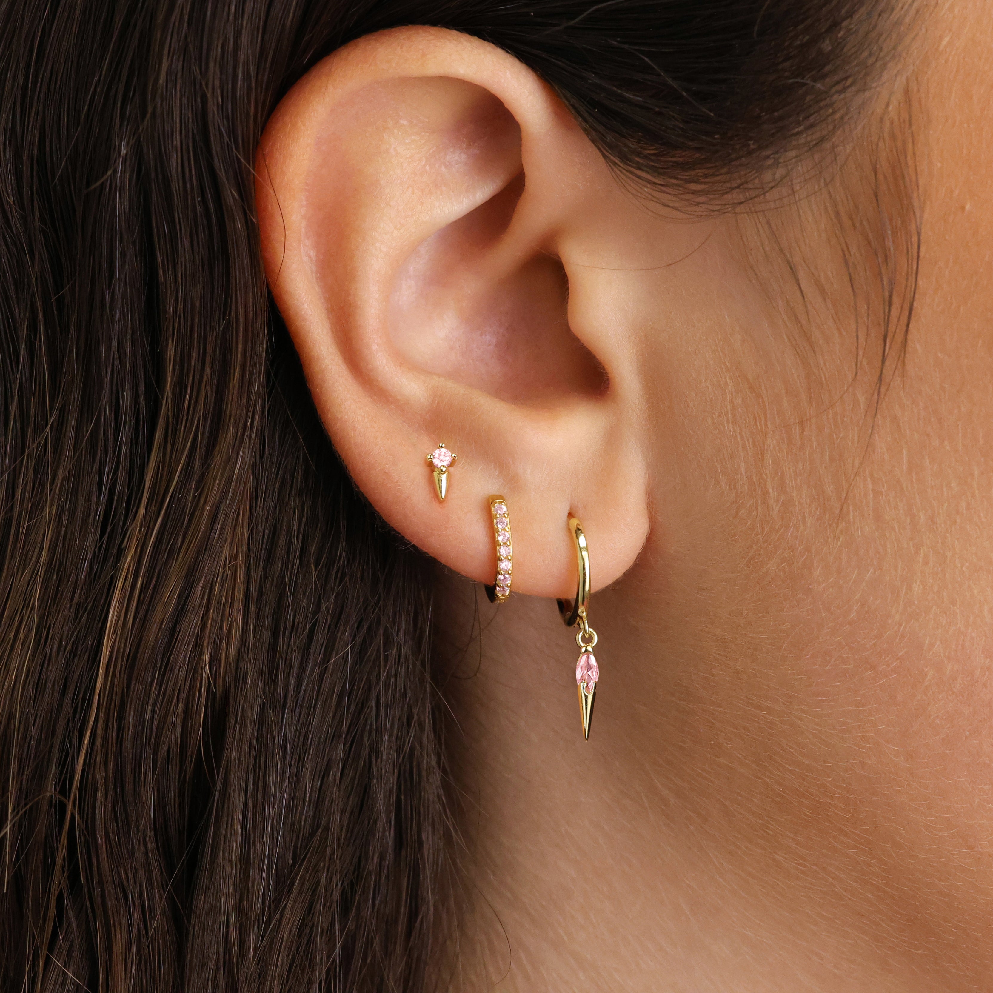 18K Gold Vermeil Pink Tourmaline ASPEN Hoop Earring Set eyrful – Eyrful Artistry
