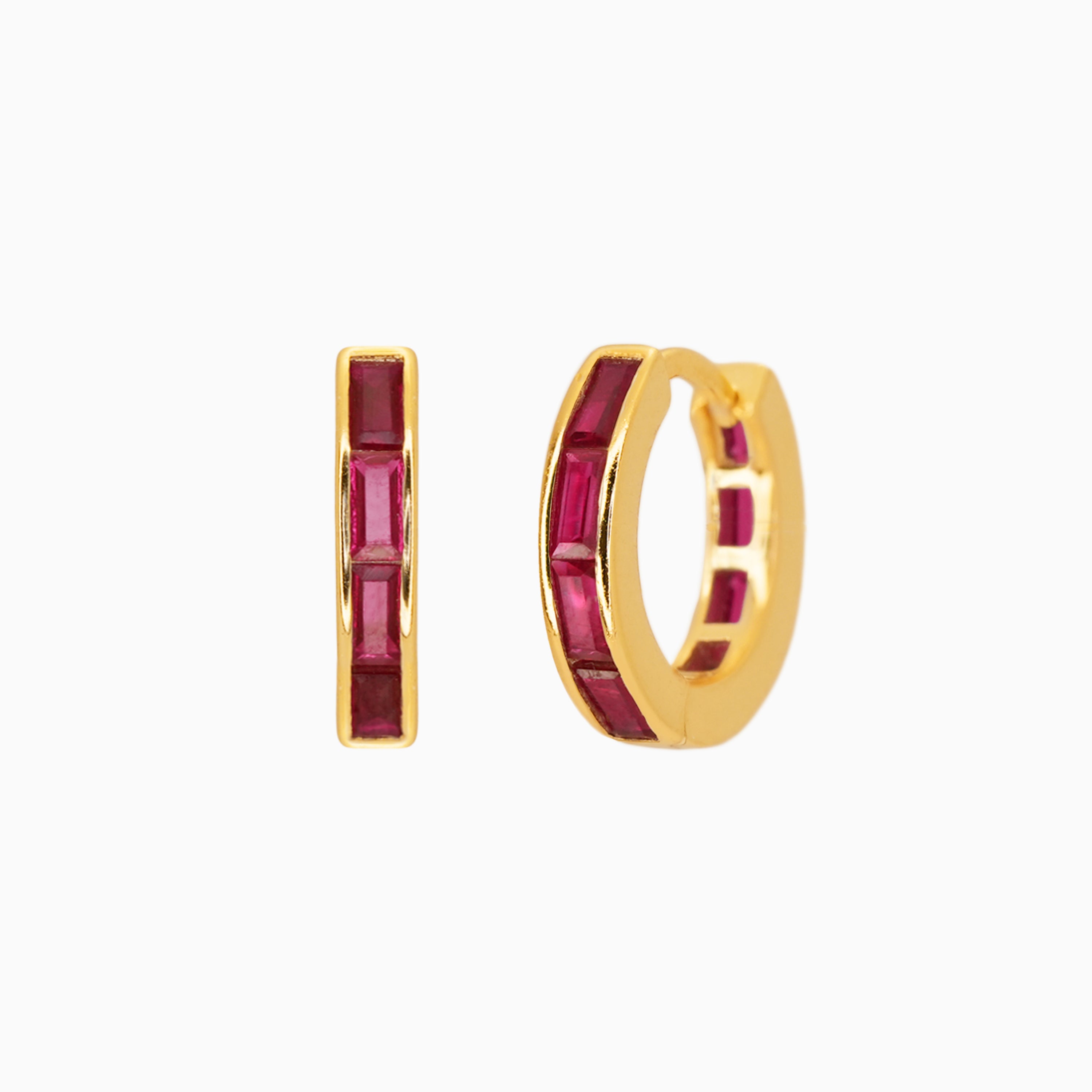 Ruby Baguette Inlay Hoops – eyrful