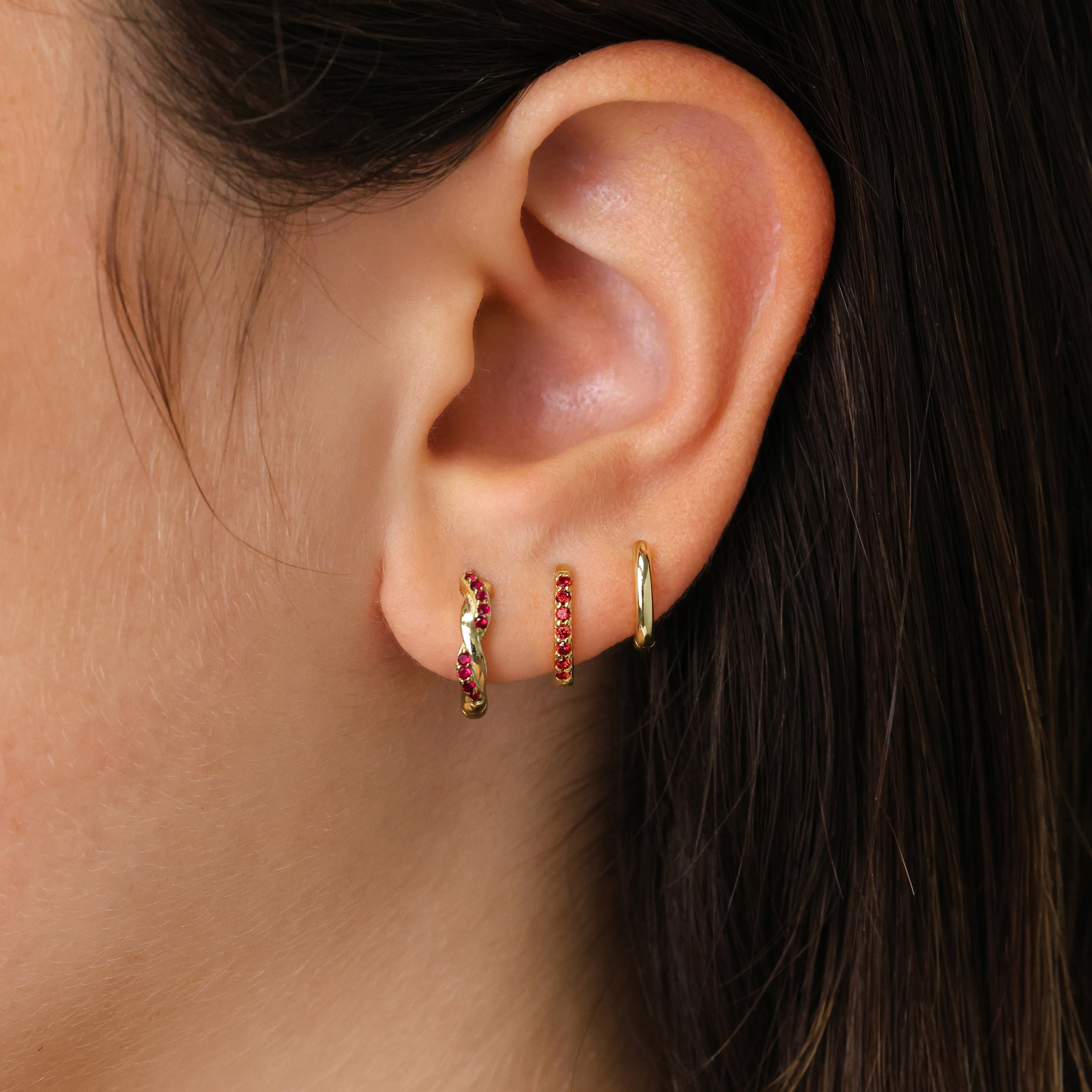 Twisted Paved Ruby Hoop Earring Set | eyrful – Eyrful Artistry