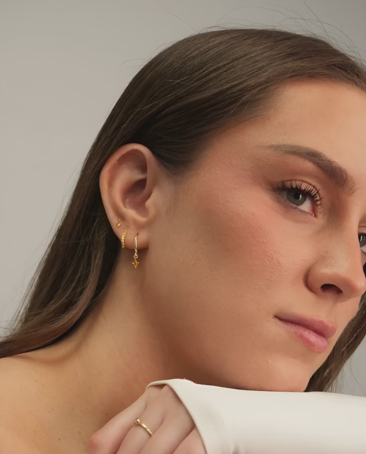 18K Gold Topaz Birthstone Charlotte Hoop Earring Set – Eyrful Artistry