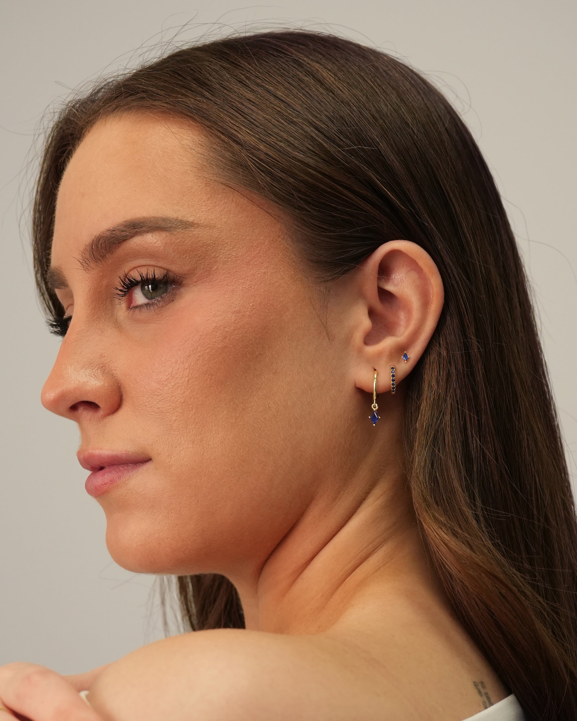 18K Gold Sapphire Birthstone Charlotte Hoop Earring Set – Eyrful Artistry