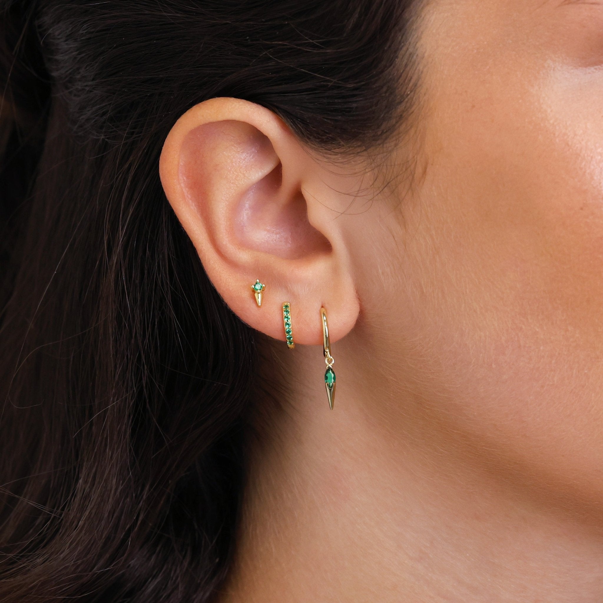 18K Gold Vermeil Emerald ASPEN Hoop Earring Set eyrful – Eyrful Artistry
