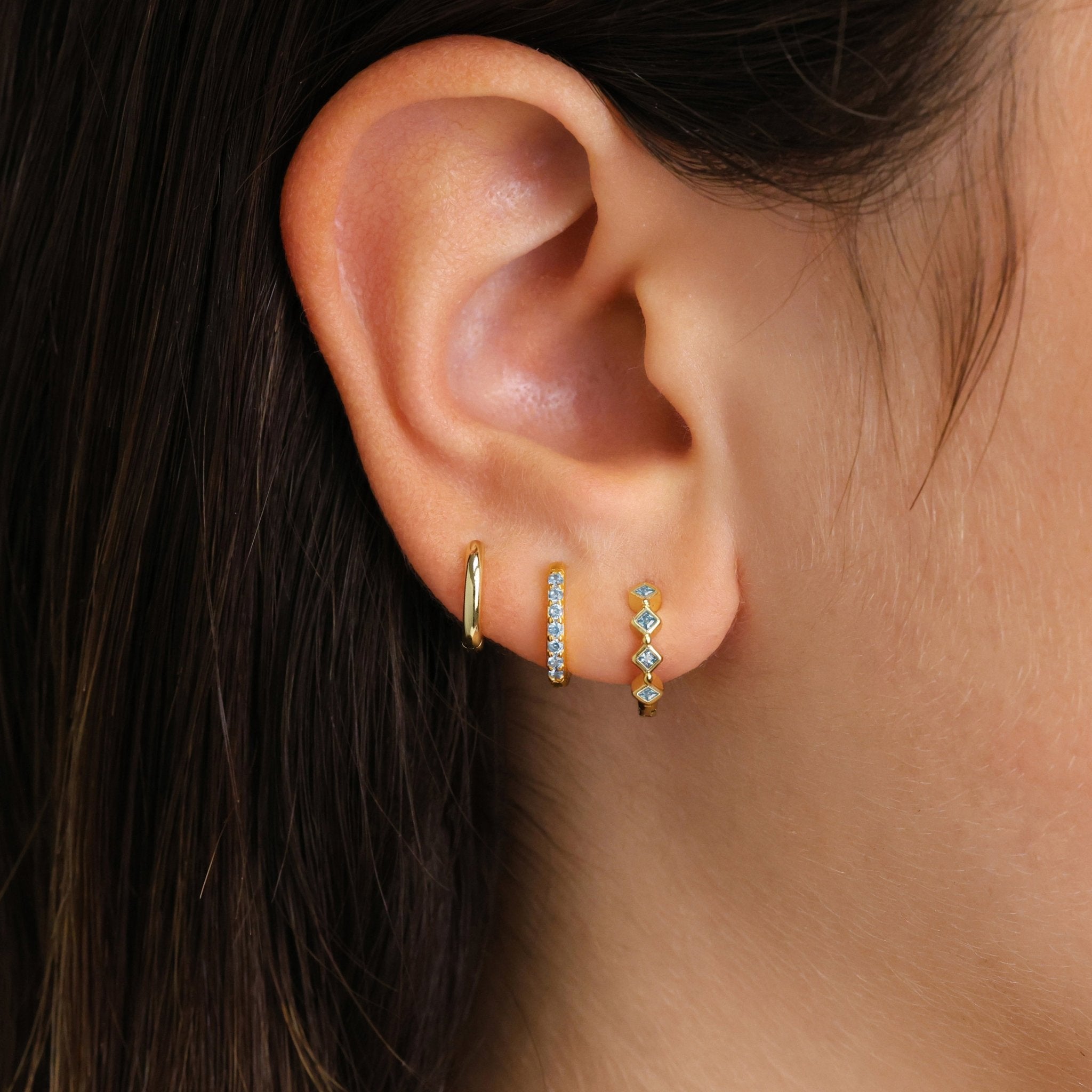 Zircon Birthstone Bezel Huggie Hoop Earring Set eyrful – Eyrful Artistry