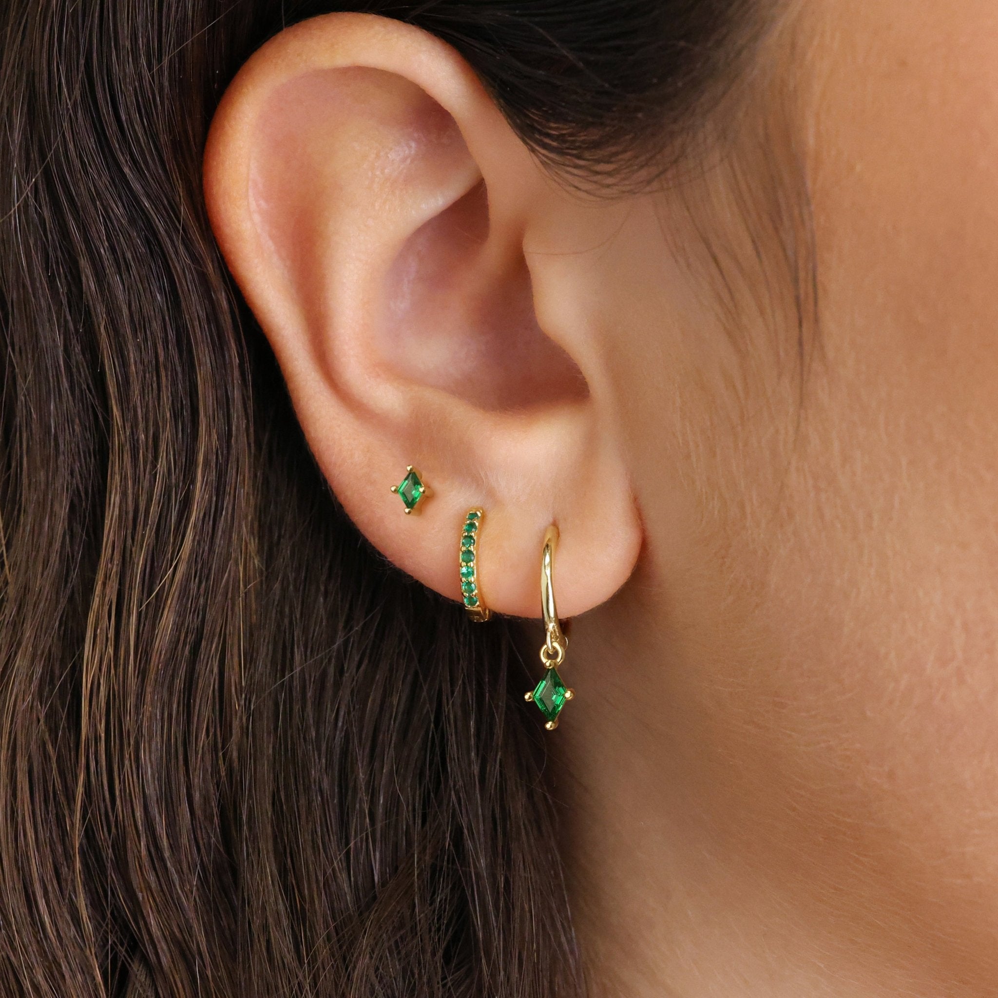 18K Gold Emerald Charlotte Hoop Earring Set – Eyrful Artistry