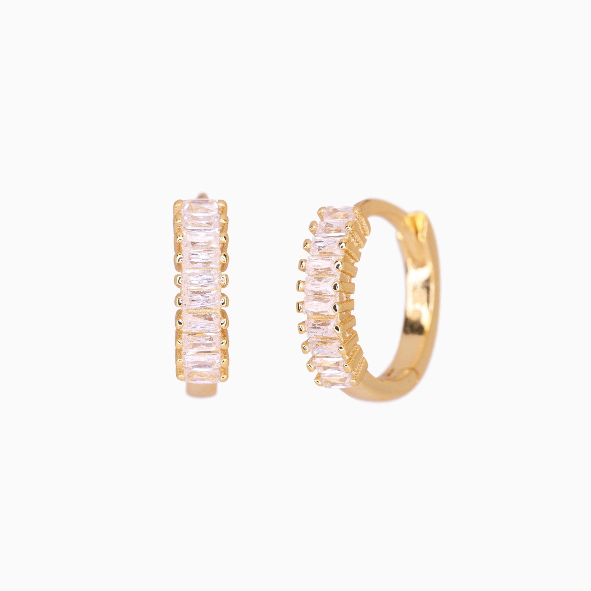 Paved Diamond Baguette Hoops – eyrful