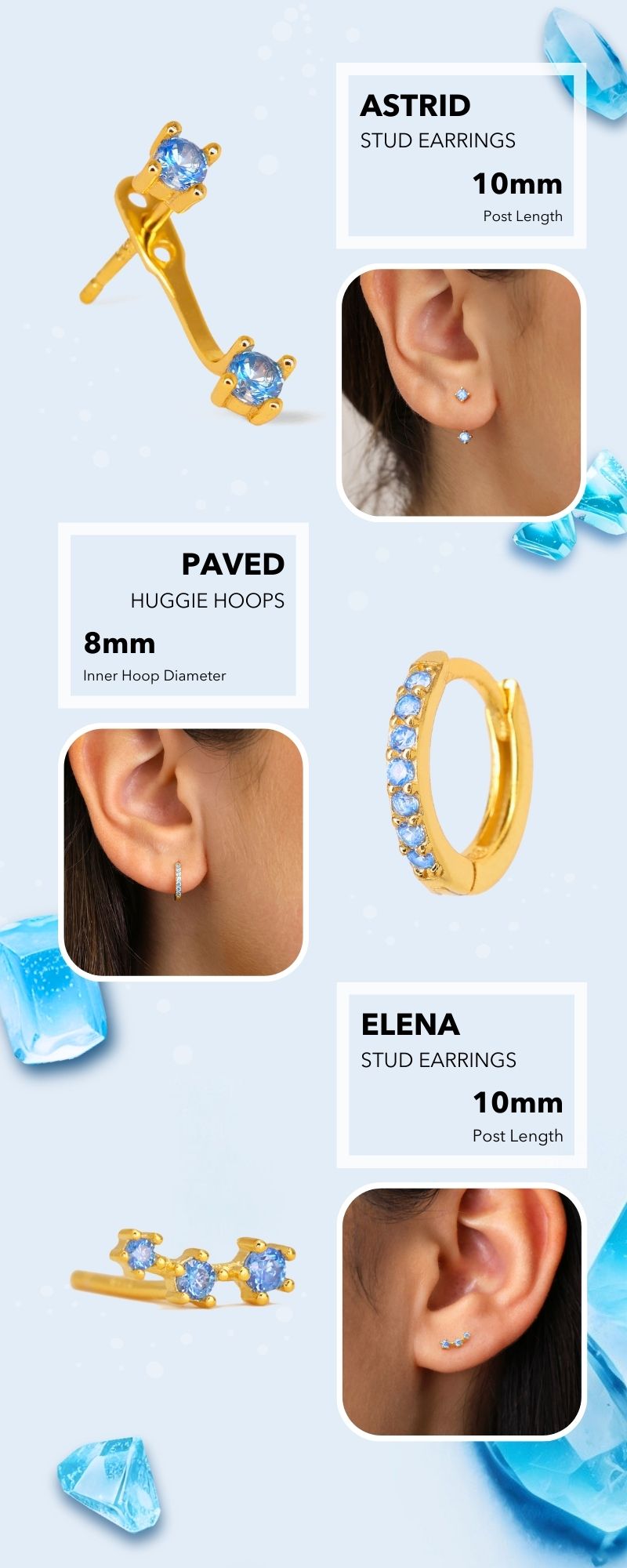 Aquamarine Astrid Hoop and Stud Earring Set eyrful – Eyrful Artistry