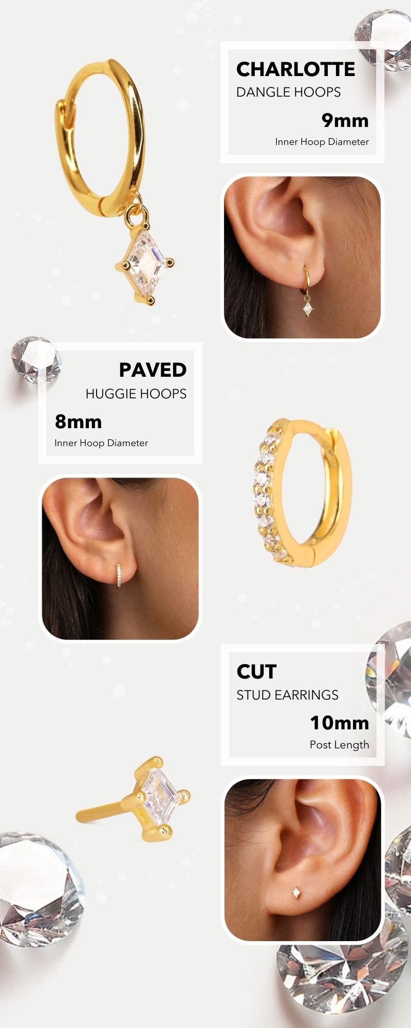 18K Gold Diamond Charlotte Hoop Earring Set – Eyrful Artistry