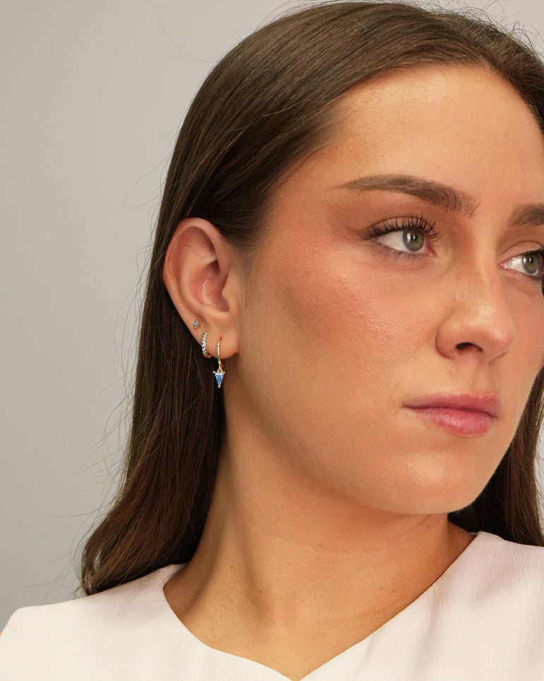 Aquamarine Cut Stud Earrings | March Birthstone | eyrful – Eyrful Artistry