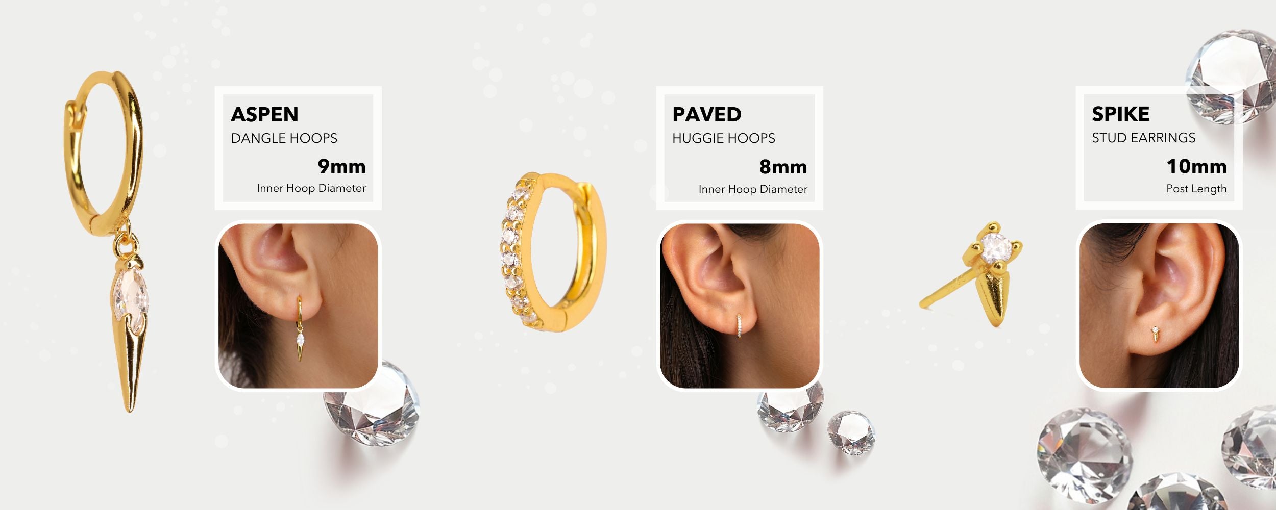 18K Gold Vermeil Diamond ASPEN Hoop Earring Set eyrful – Eyrful Artistry