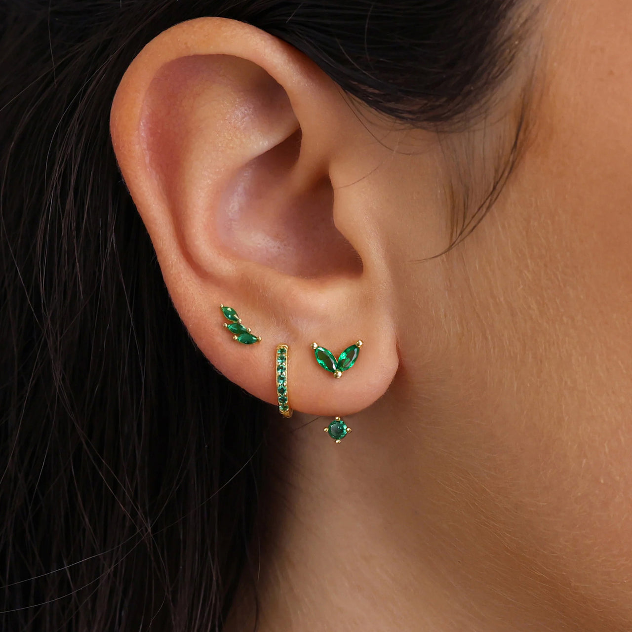 Emerald Marquise Front Back Stud Earring Sets – Eyrful Artistry