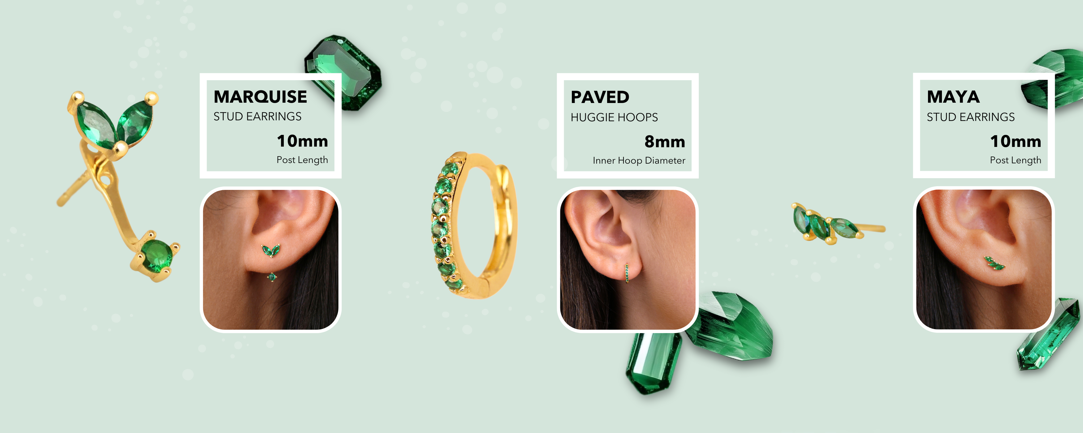 Emerald Marquise Front Back Stud Earring Sets – Eyrful Artistry