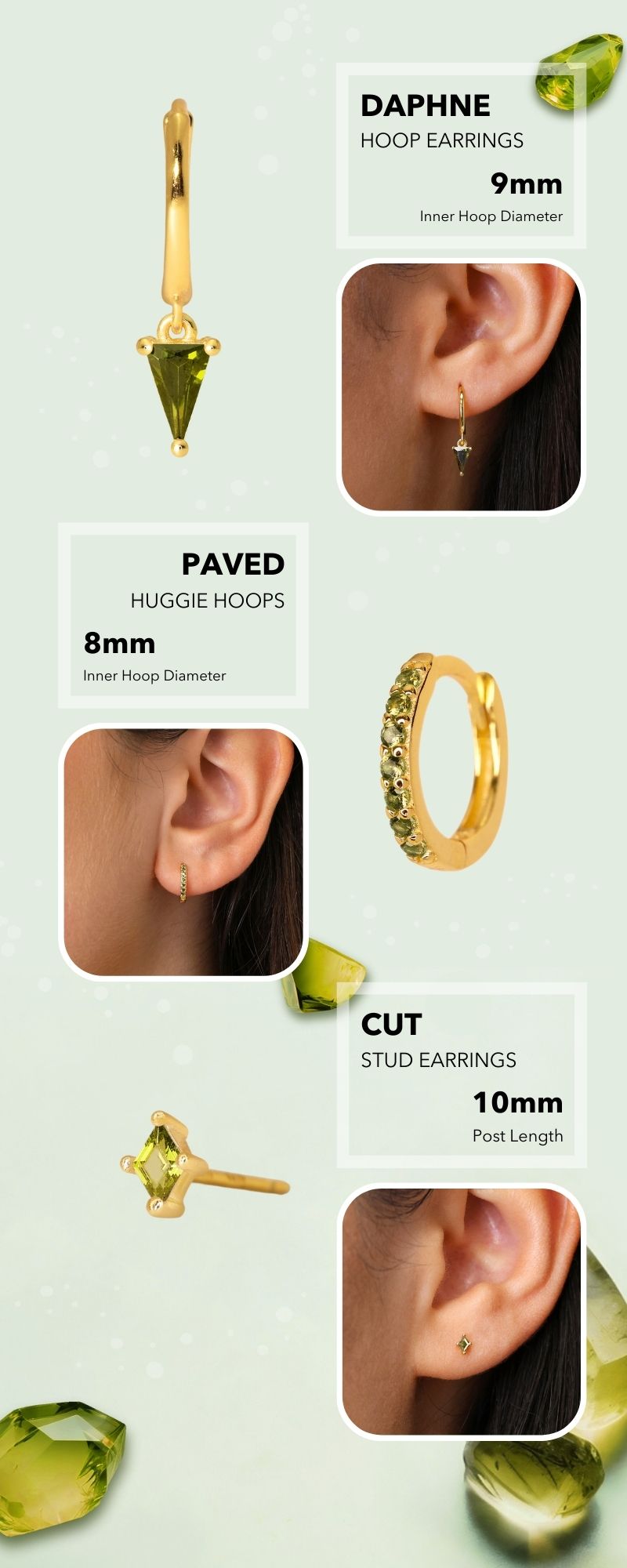 Peridot Birthstone Daphne Drop and Hoop Earring Sets – Eyrful Artistry