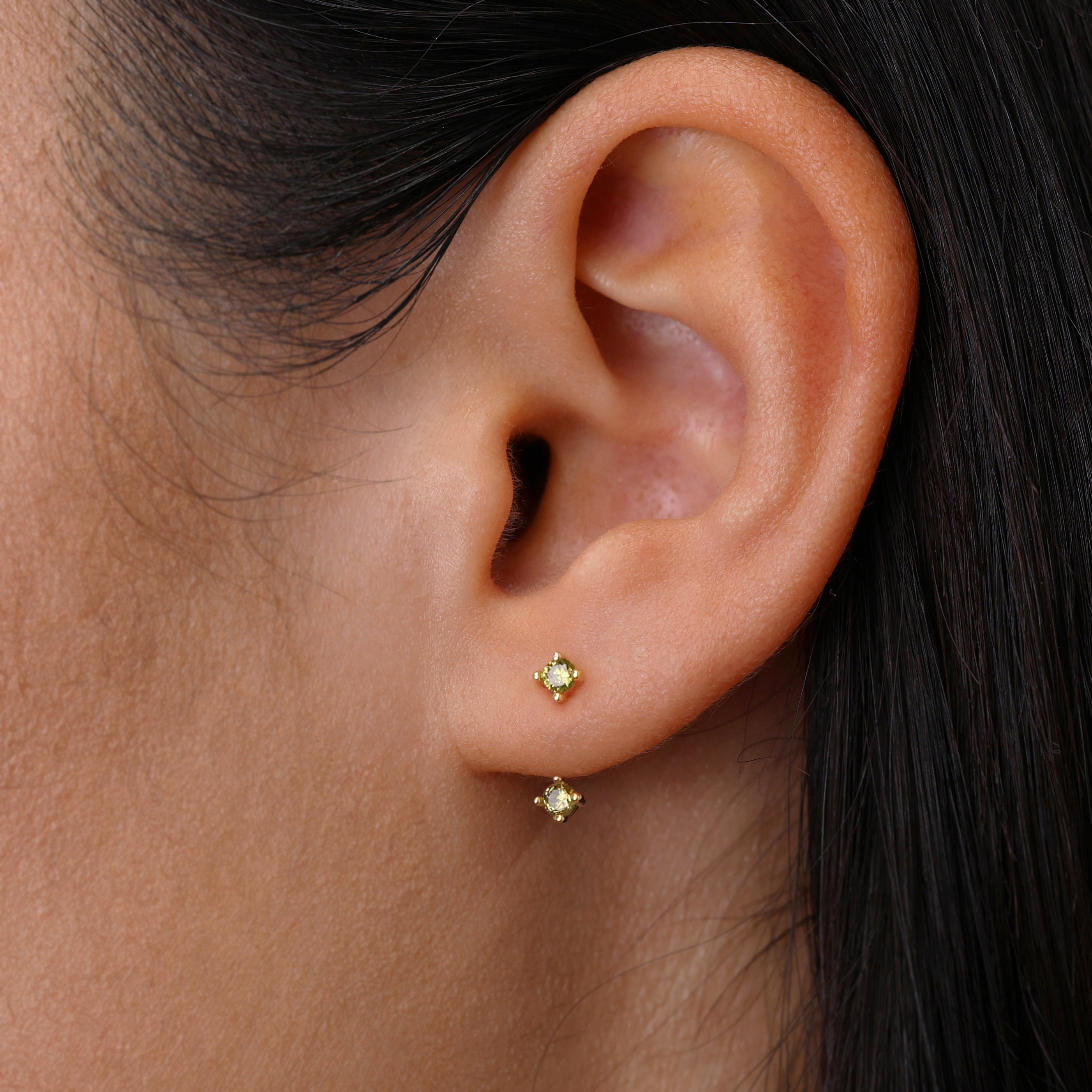 Astrid Peridot Front Back Stud Earrings | eyrful