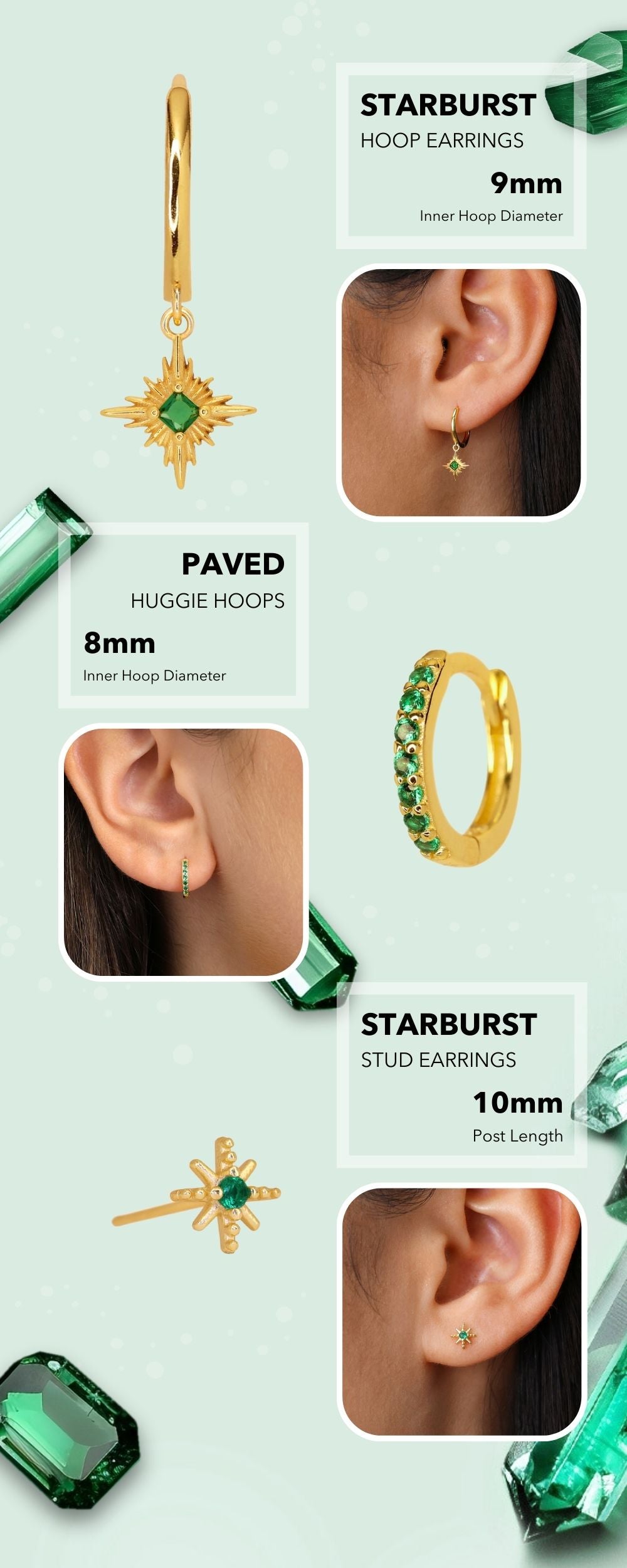 Starburst Emerald Earring Set | eyrful – Eyrful Artistry