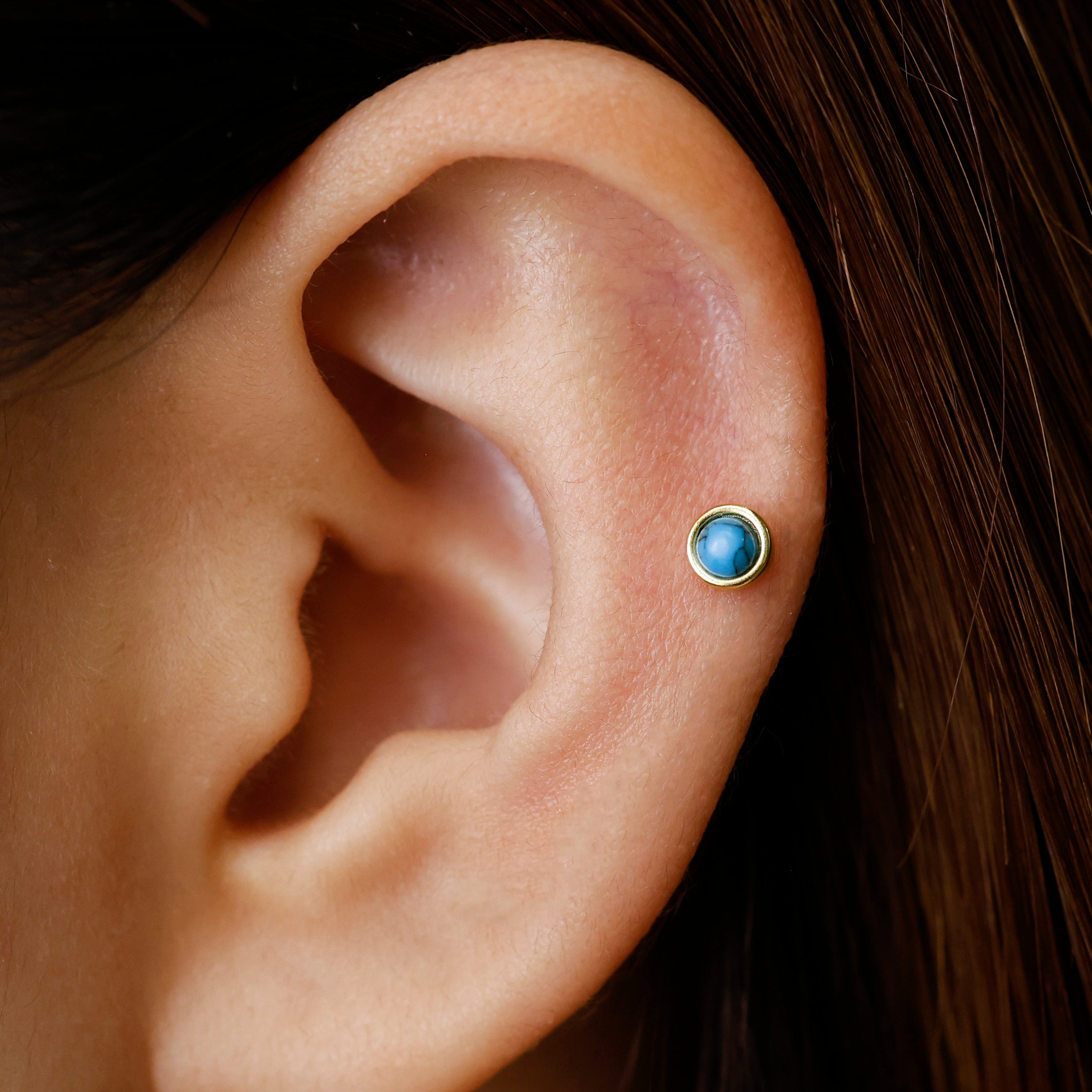 Turquoise Stone Flat Back Labret – Eyrful Artistry