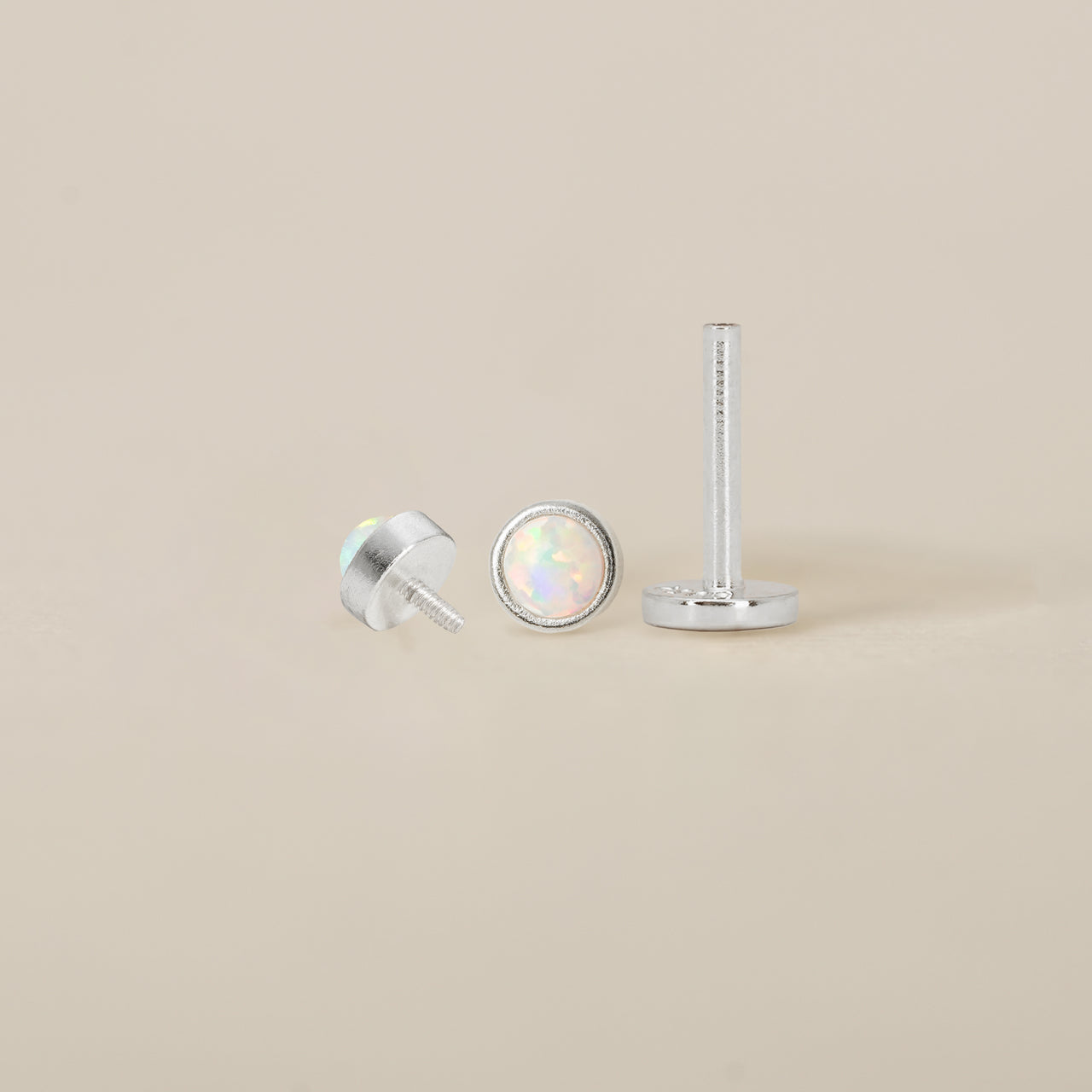 White Opal Stone Flat Back Labret – Eyrful Artistry