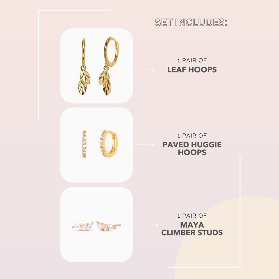 Leaf Hoop Earring Set | eyrful – Eyrful Artistry