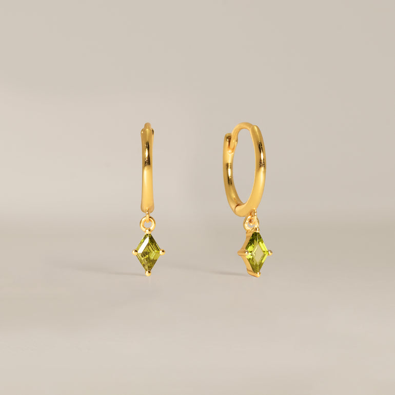 Peridot Birthstone Bezel Huggie Hoop Earring Set eyrful – Eyrful Artistry