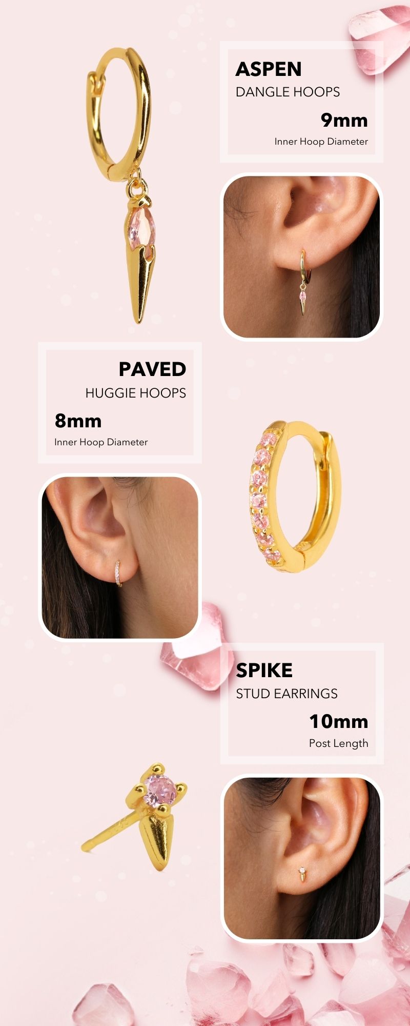 18K Gold Vermeil Pink Tourmaline ASPEN Hoop Earring Set eyrful – Eyrful Artistry