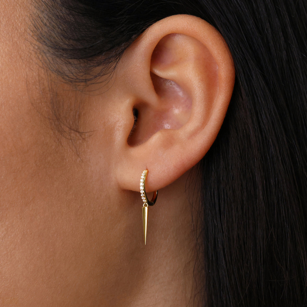 Paved Statement Spike Dangle Hoop – Eyrful Artistry