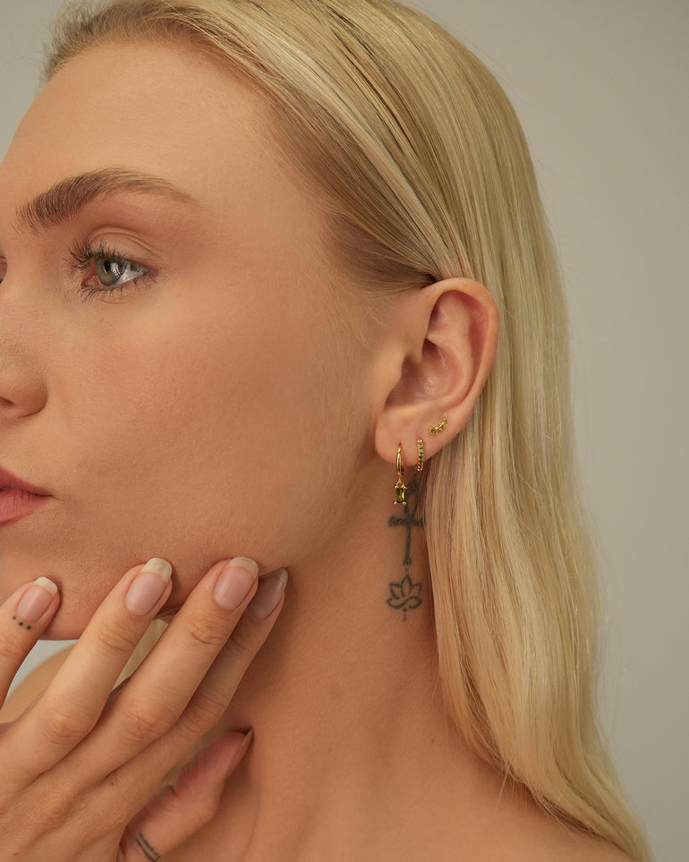 Peridot Birthstone Bezel Huggie Hoop Earring Set eyrful – Eyrful Artistry