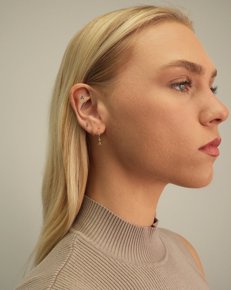 Peridot Birthstone Bezel Huggie Hoop Earring Set eyrful – Eyrful Artistry