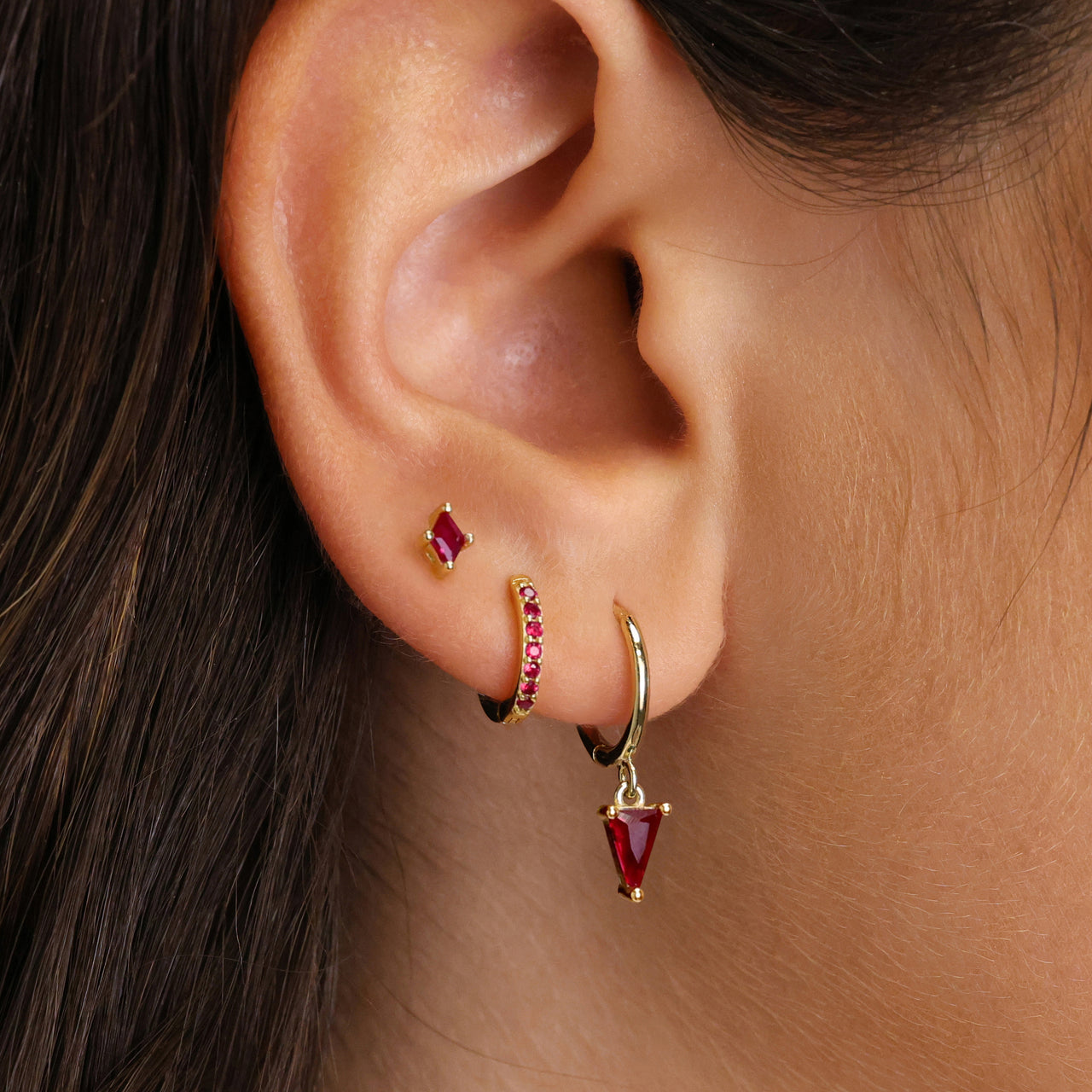 Ruby Birthstone Daphne Drop and Hoop Earring Sets – Eyrful Artistry