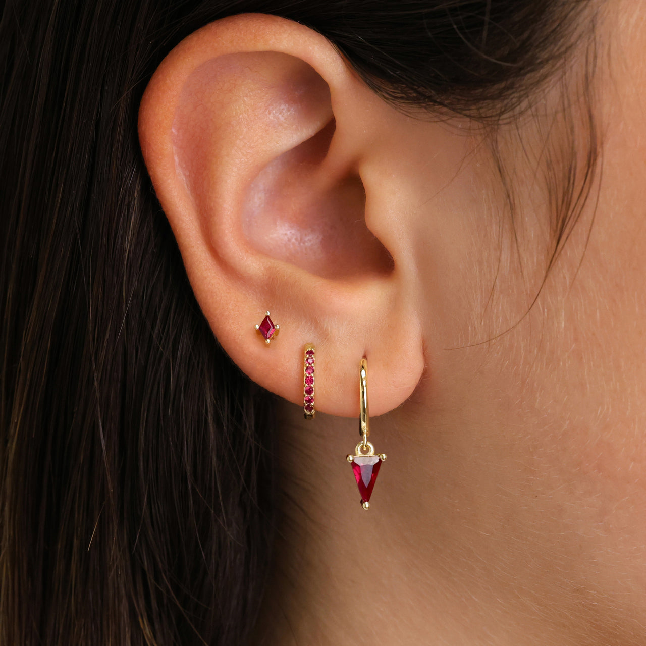 Ruby Birthstone Daphne Drop and Hoop Earring Sets – Eyrful Artistry