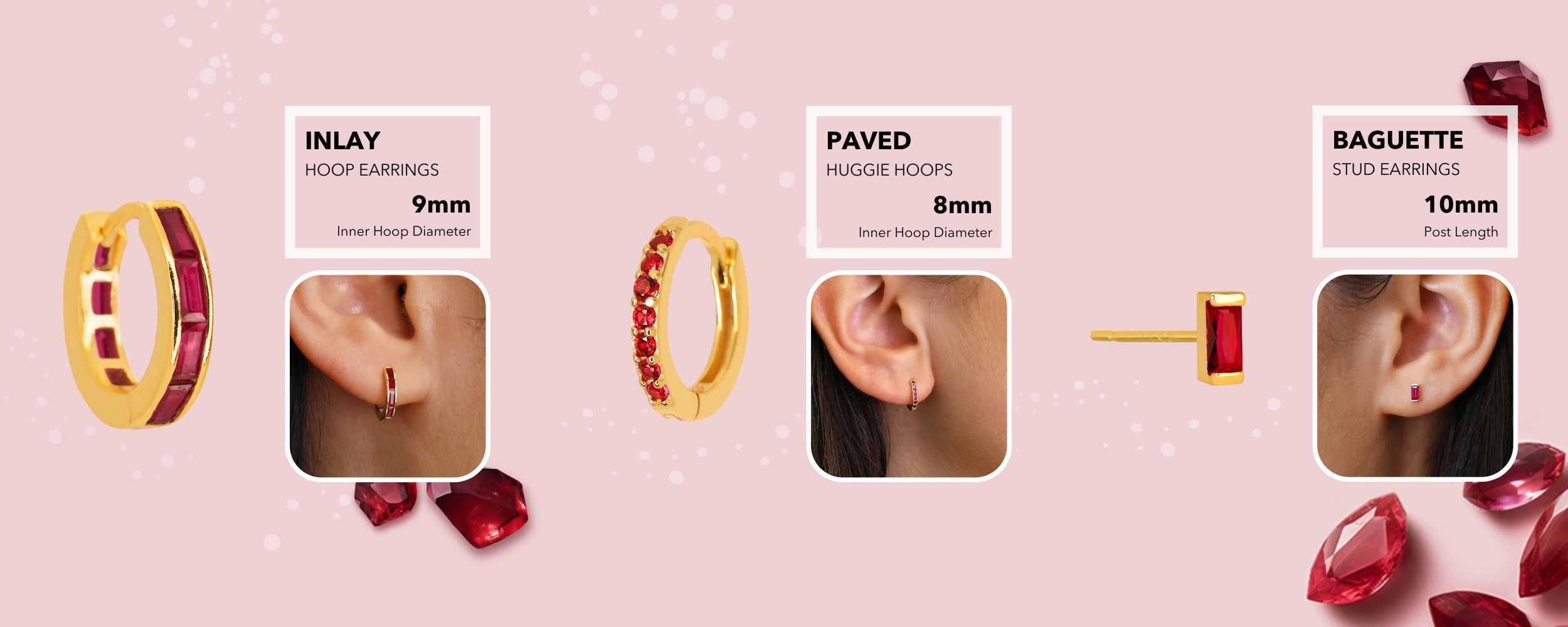 Ruby Baguette Inlay Set – Eyrful Artistry