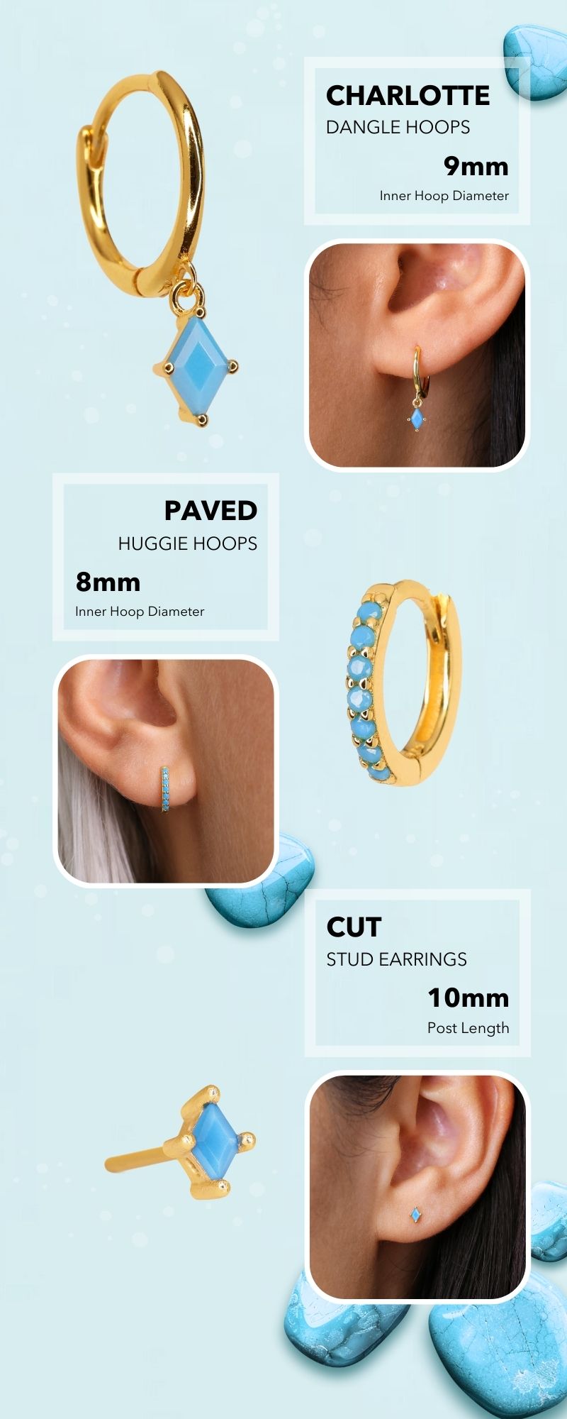 18K Turquoise Charlotte Hoop Earring Set – Eyrful Artistry