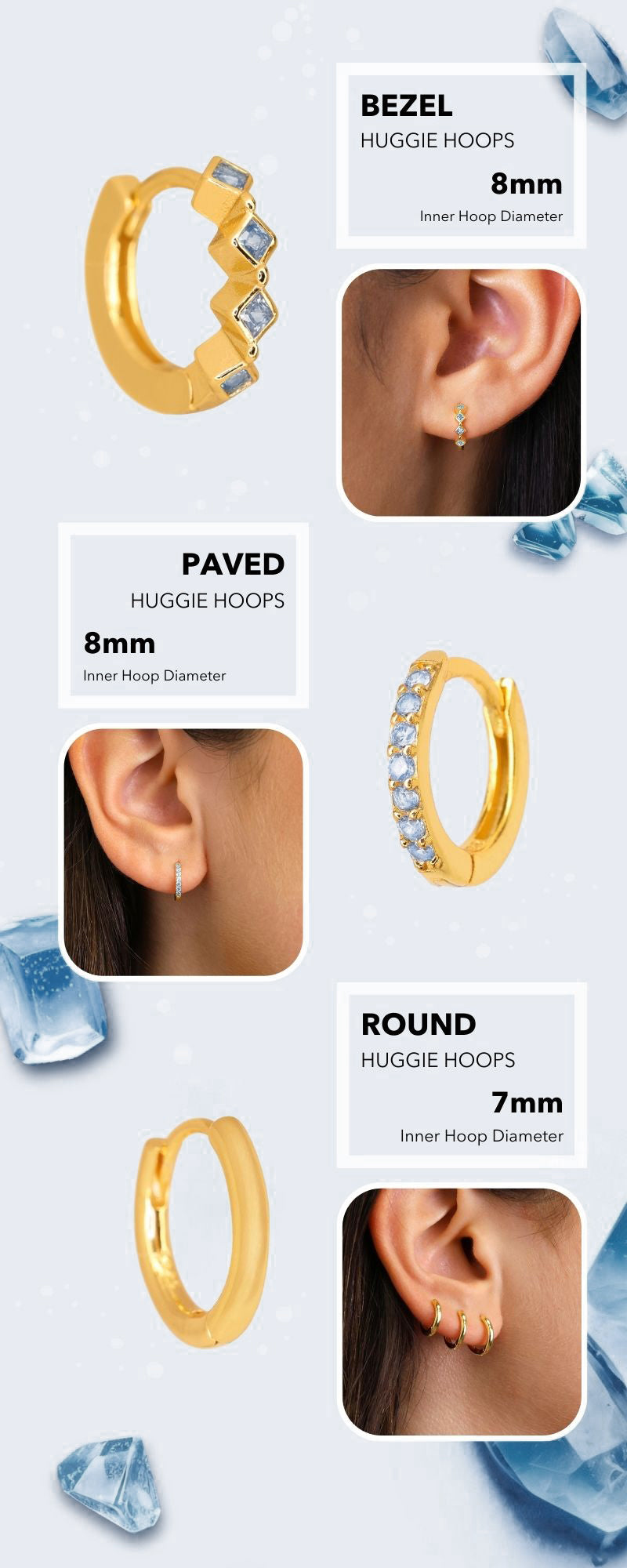 Zircon Birthstone Bezel Huggie Hoop Earring Set eyrful – Eyrful Artistry
