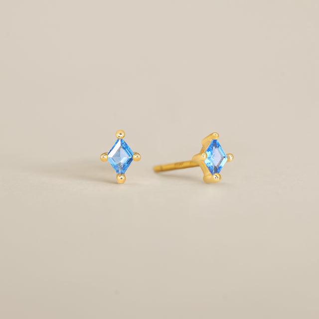 Aquamarine Cut Stud Earrings | March Birthstone | eyrful – Eyrful Artistry