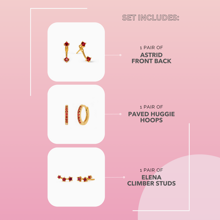 Ruby Astrid Hoop and Stud Earring Set eyrful – Eyrful Artistry