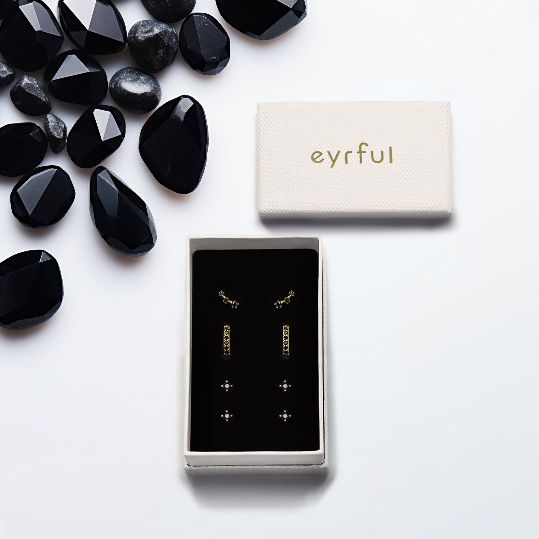 Black Onyx Astrid Hoop and Stud Earring Set eyrful – Eyrful Artistry