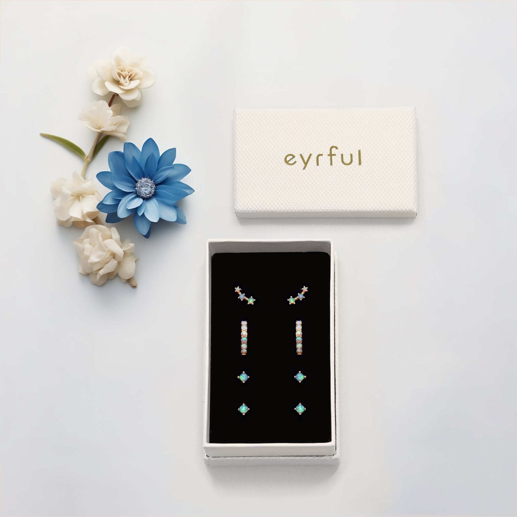 Blue Opal Astrid Hoop and Stud Earring Set eyrful – Eyrful Artistry