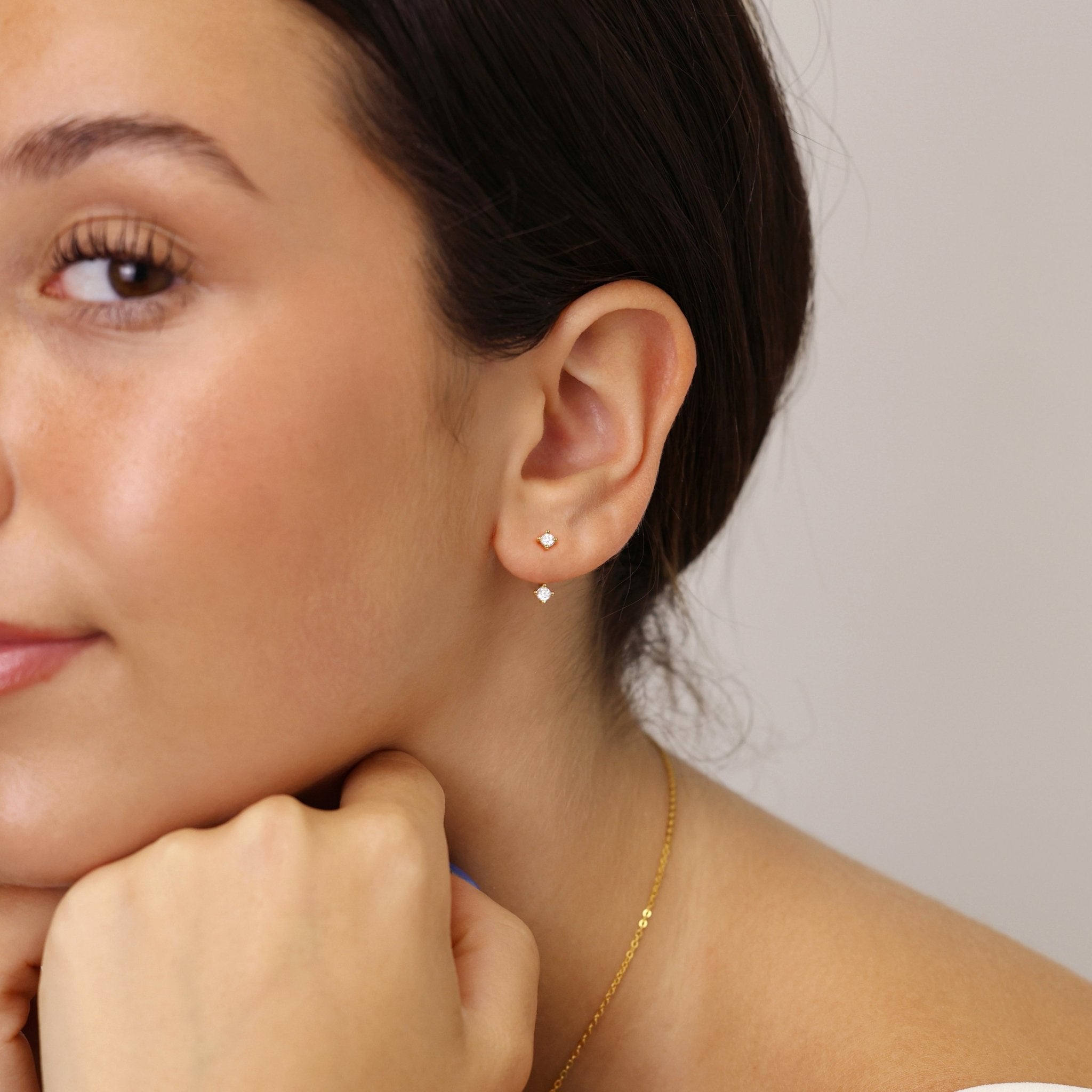 Astrid Diamond Stud Front Back Earrings | eyrfu – eyrful