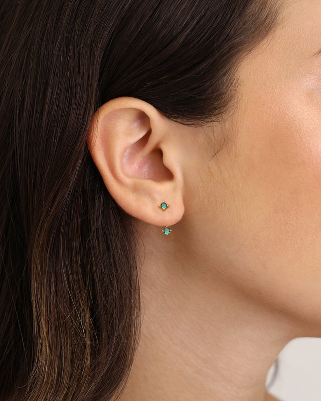 Astrid Emerald Front Back Stud Earrings | eyrful