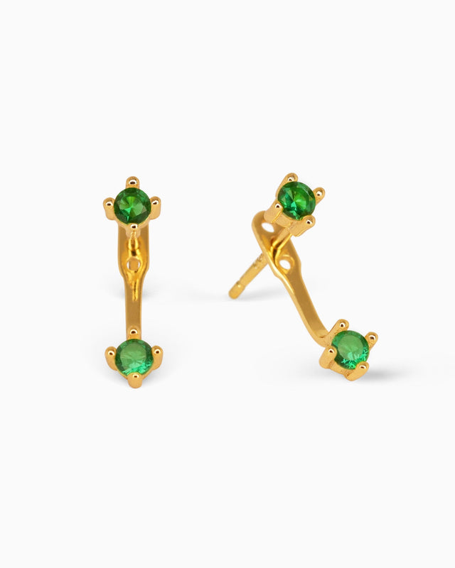 Astrid Emerald Front Back Stud Earrings | eyrful