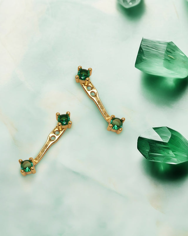 Astrid Emerald Front Back Stud Earrings | eyrful
