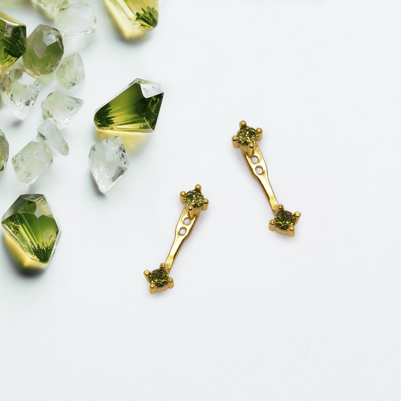 Astrid Peridot Front Back Stud Earrings | eyrful – Eyrful Artistry