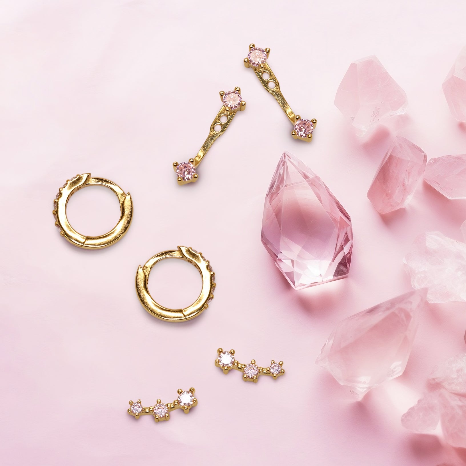 Pink Tourmaline Astrid Hoop and Stud Earring Set eyrful – Eyrful Artistry