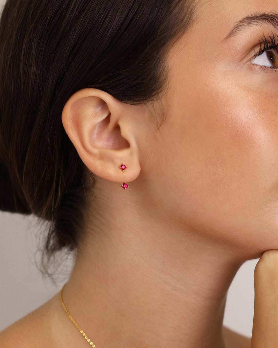 Astrid Ruby Front Back Stud Earring | eyrful