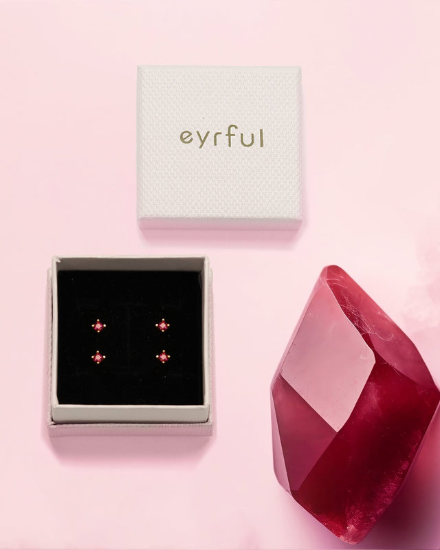Astrid Ruby Front Back Stud Earring | eyrful