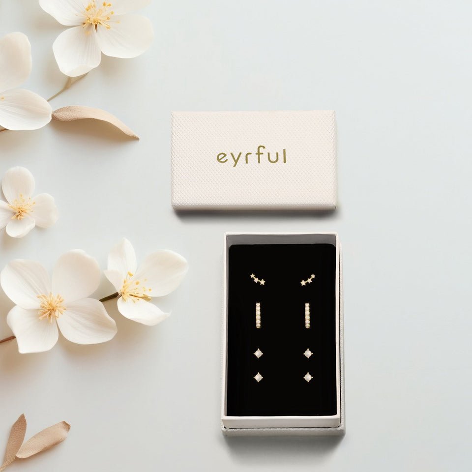 White Opal Astrid Earring Set | eyrful – Eyrful Artistry