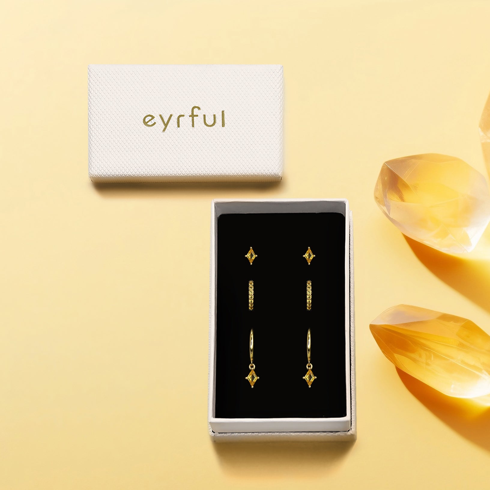 18K Gold Topaz Birthstone Charlotte Hoop Earring Set – Eyrful Artistry