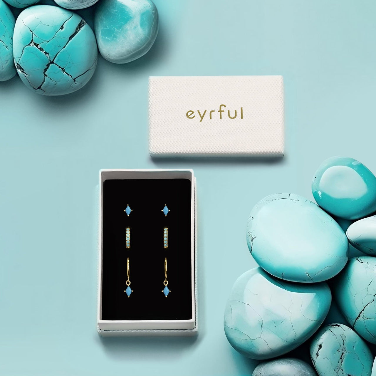 18K Turquoise Charlotte Hoop Earring Set – Eyrful Artistry